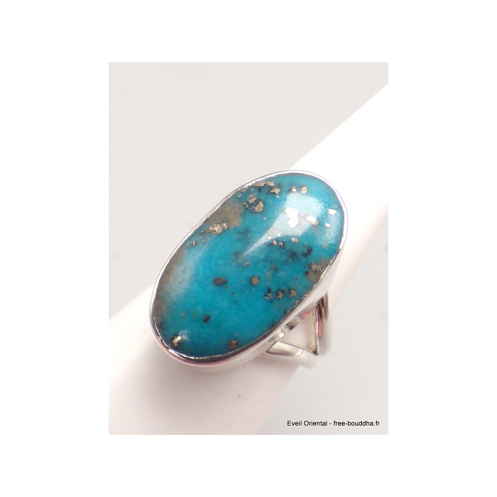 Bague turquoise de Nishapur véritable en argent 925 taille 55