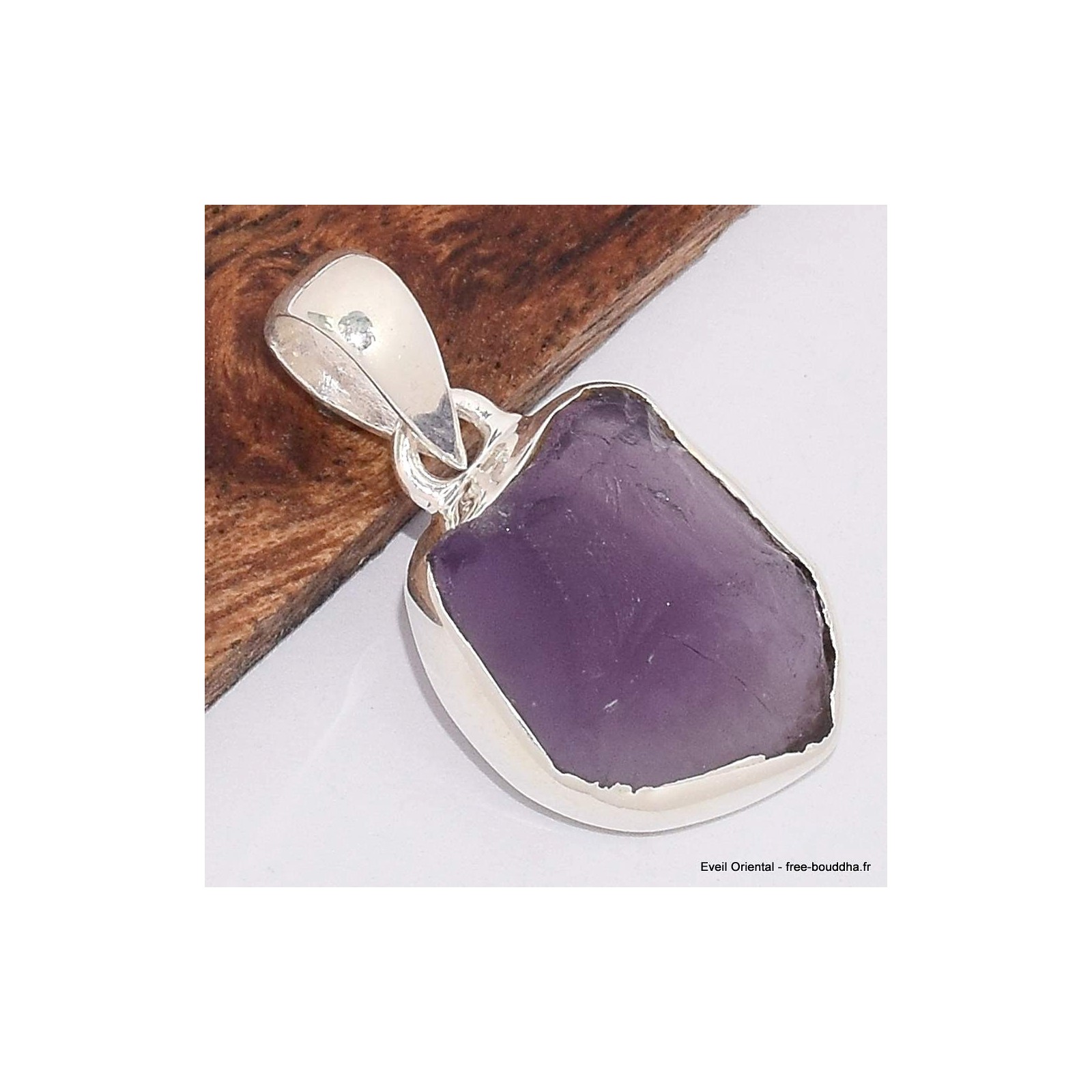Pendentif Améthyste Brute AAA – Argent 925 Sertissage Clos