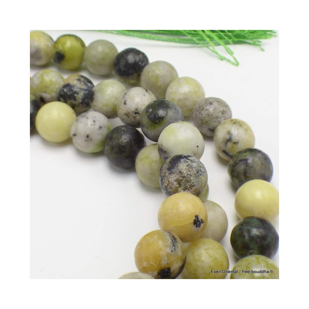 Mala tibétain serpentine naturelle – bijou rituel et méditation