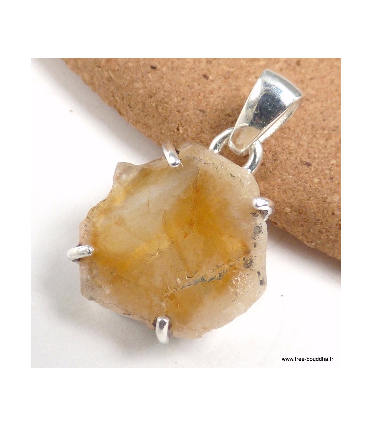 Pendentif Citrine argent 925 pierre naturelle certifiée
