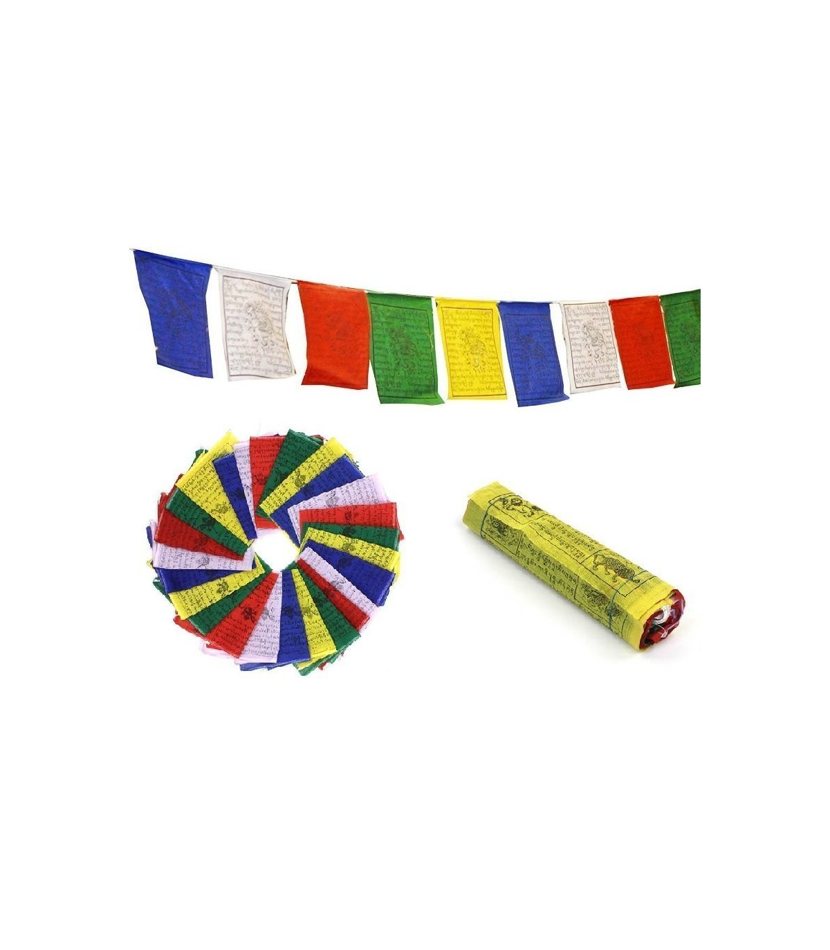 Drapeau tibétain vertical en polyester, 2,4 mètres, népalais.